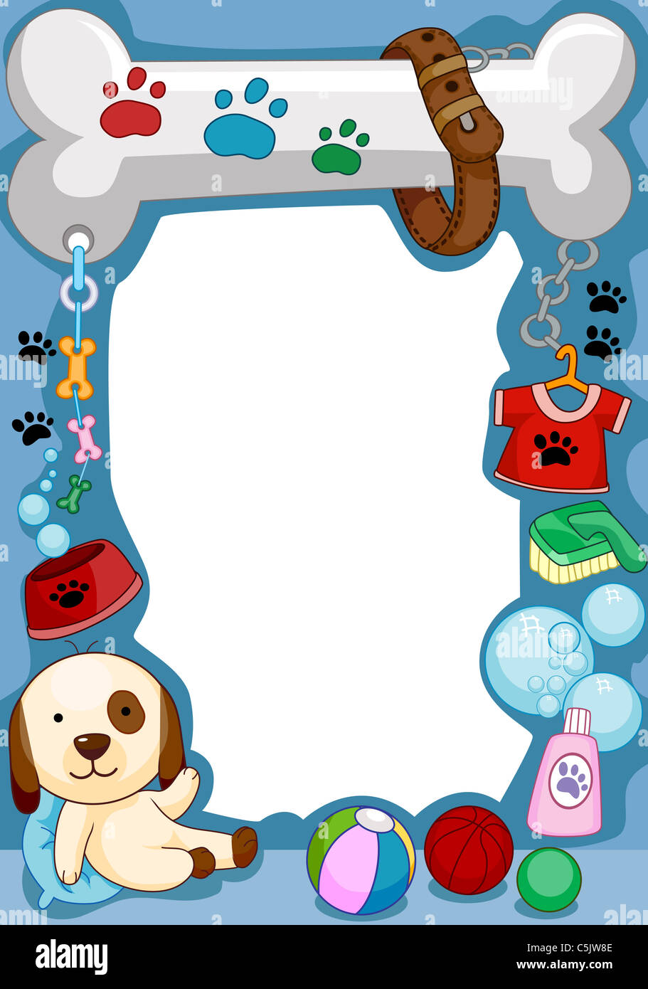 Frame Design Featuring a Dog and Other Random Doodles Stock Photo - Alamy