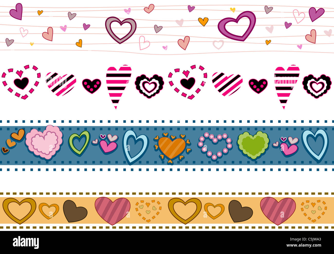 Four Border Designs of Hearts Stock Photo - Alamy