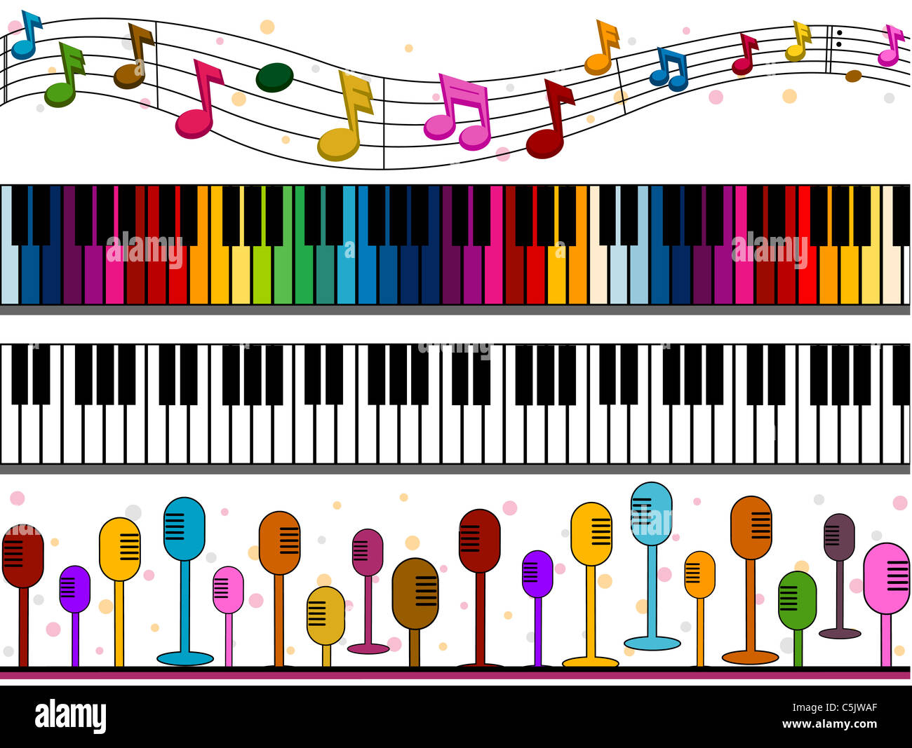 Four Border Designs of Music-related Items Stock Photo - Alamy