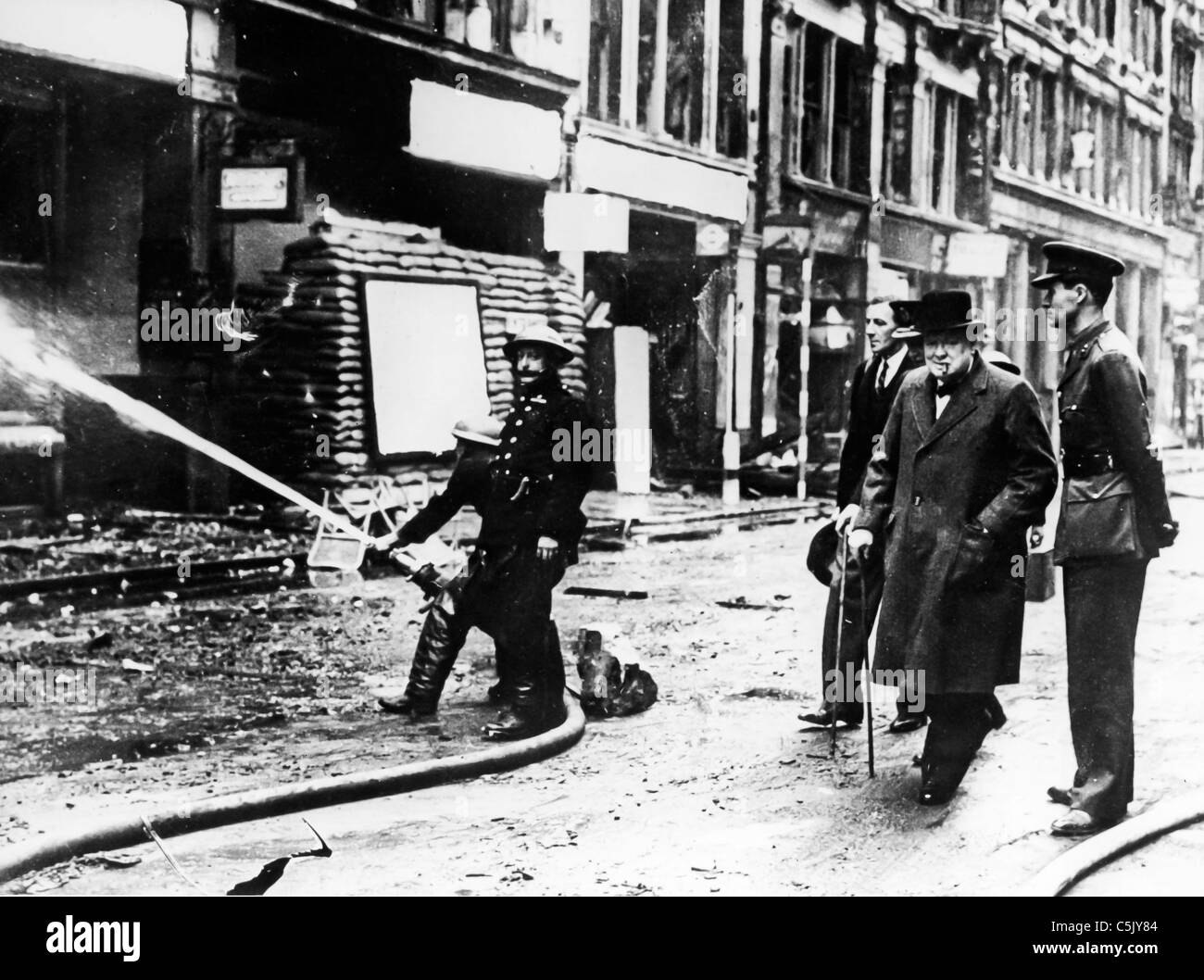 Minister Churchill after the bombings on the streets of London, 1940 ...