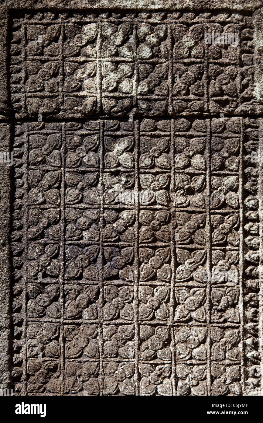 Khmer stone flower pattern - Takeo Province, Cambodia Stock Photo - Alamy