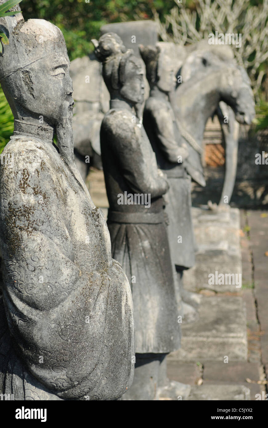 Asia, Vietnam, Hue. Statues in the palace forecourt of the royal tomb ...