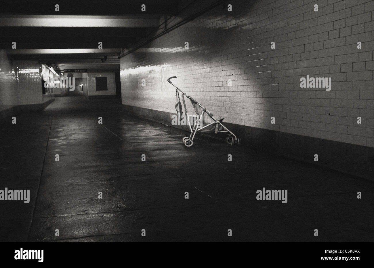 Abandaned baby's buggy in the NY underground Stock Photo - Alamy