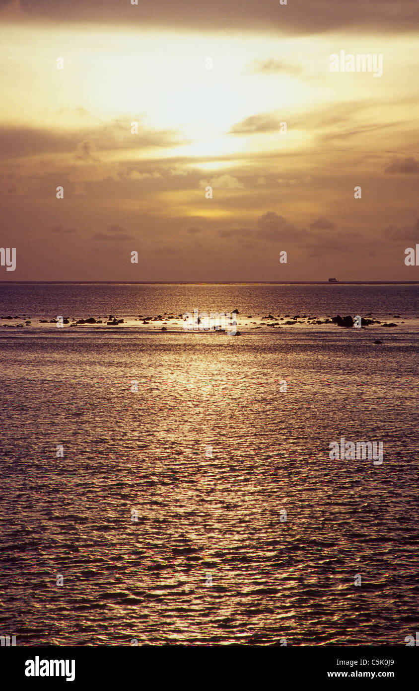 Sunset over the Pacific Ocean, Palau, Micronesia Stock Photo - Alamy