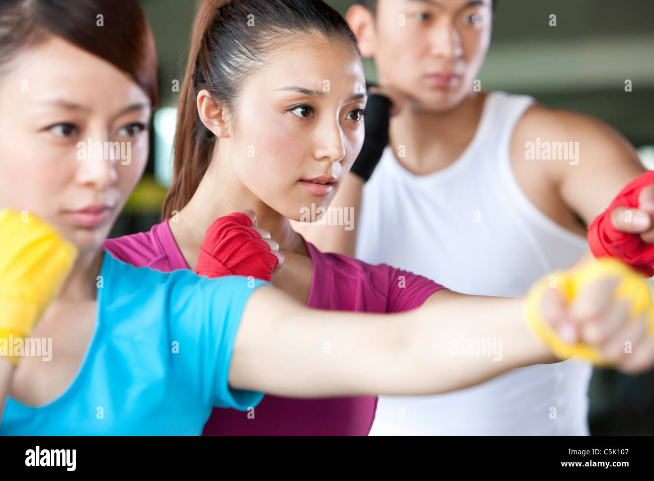 Young Woman in Boxing Class Stock Photo - Alamy