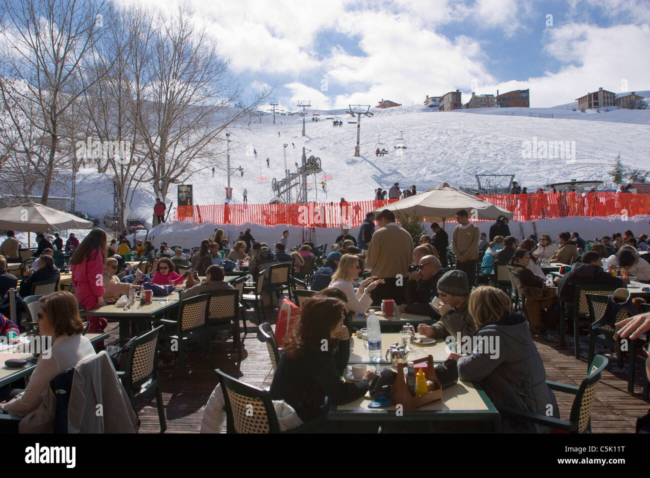 People sitting in the restaurant of the Mzaar Inter-Continental hotel ...