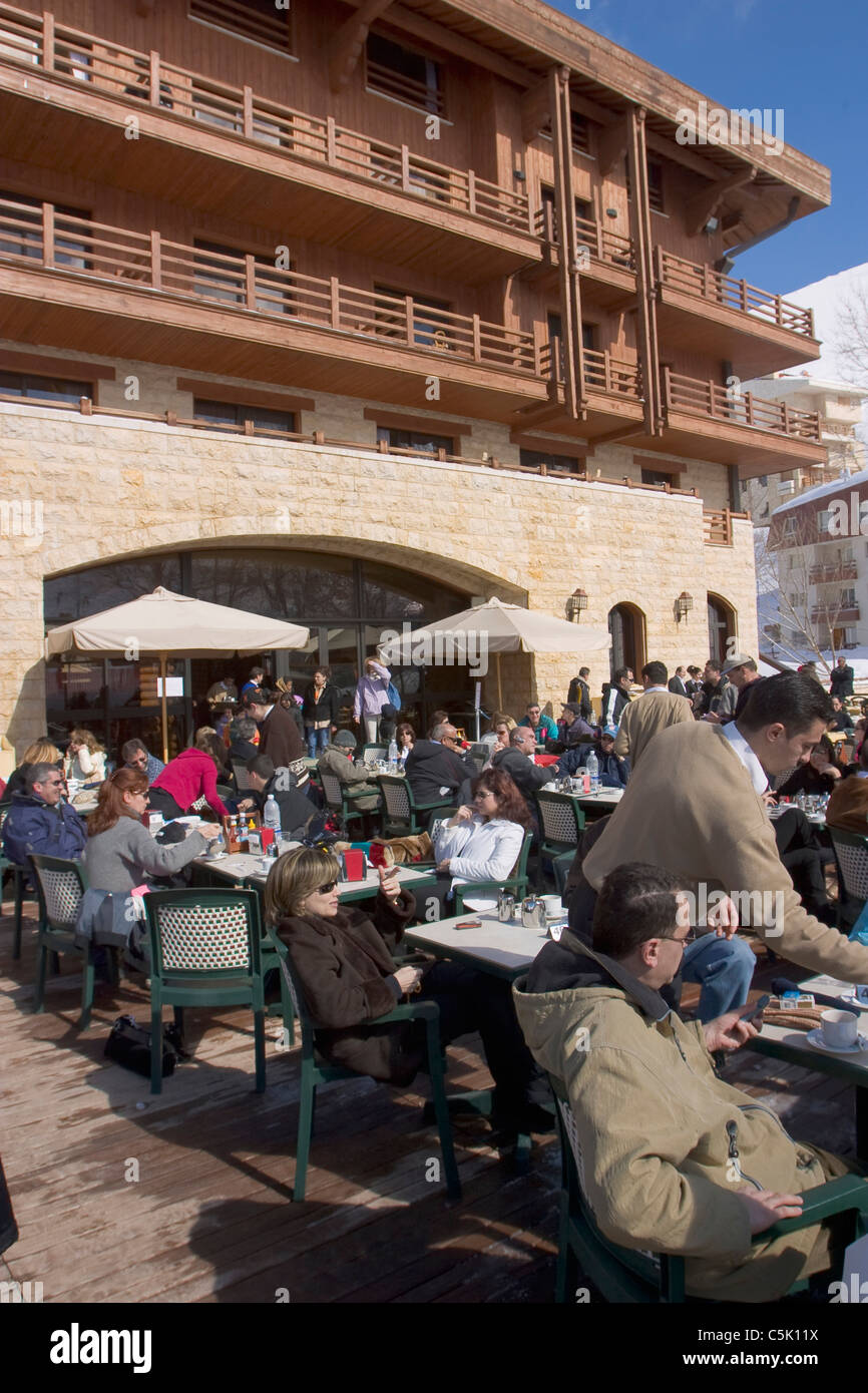 People sitting in the restaurant of the Mzaar Inter-Continental hotel ...