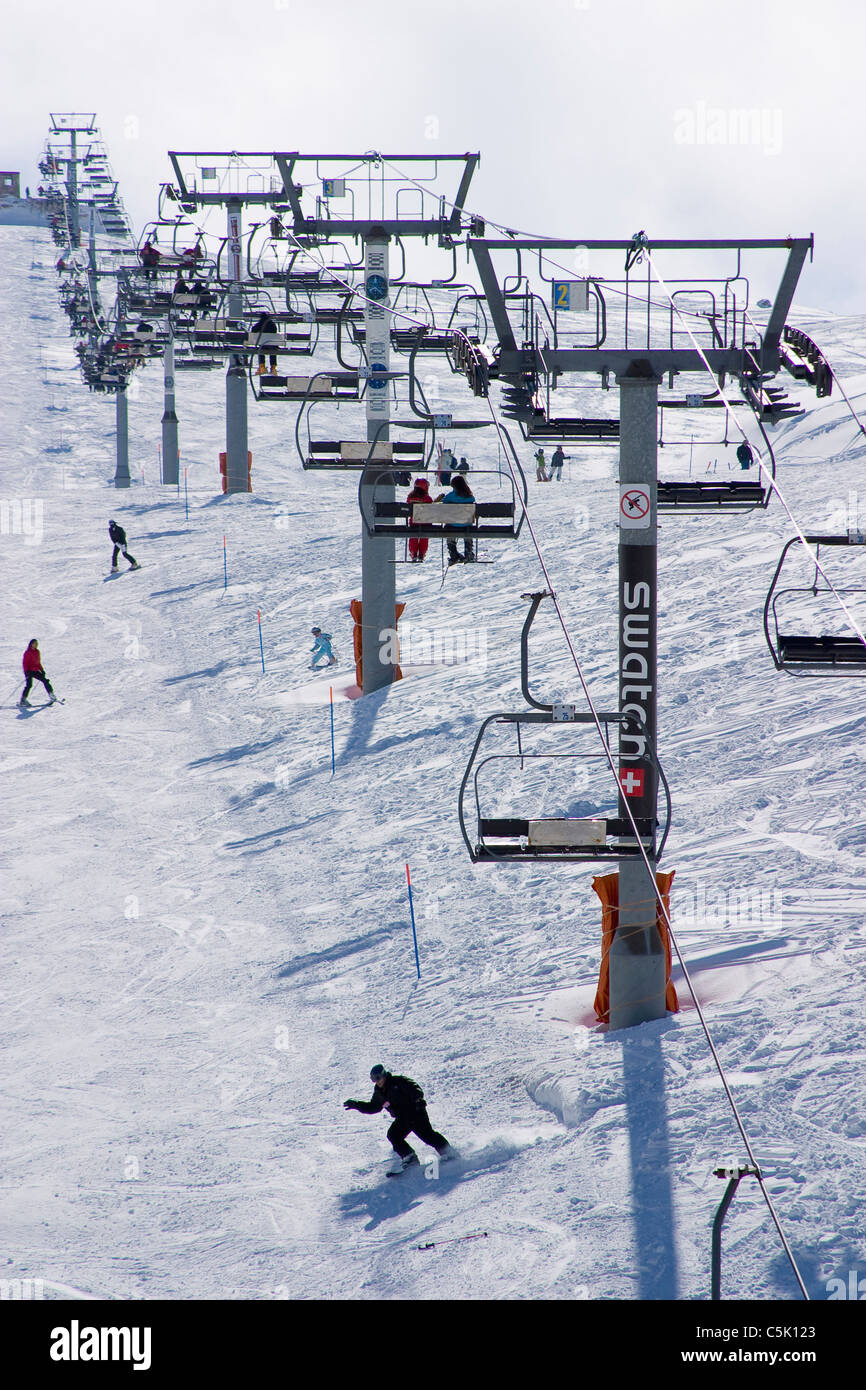 Row of chairlifts in Mzaar ski resort, Faraya, Lebanon Stock Photo - Alamy