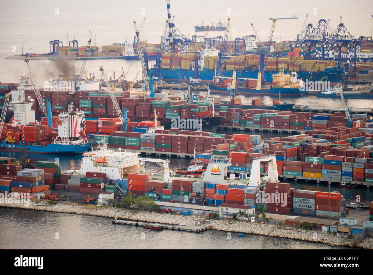 Aerial view of Ambarli container port, Avcilar, southwest of Istanbul ...