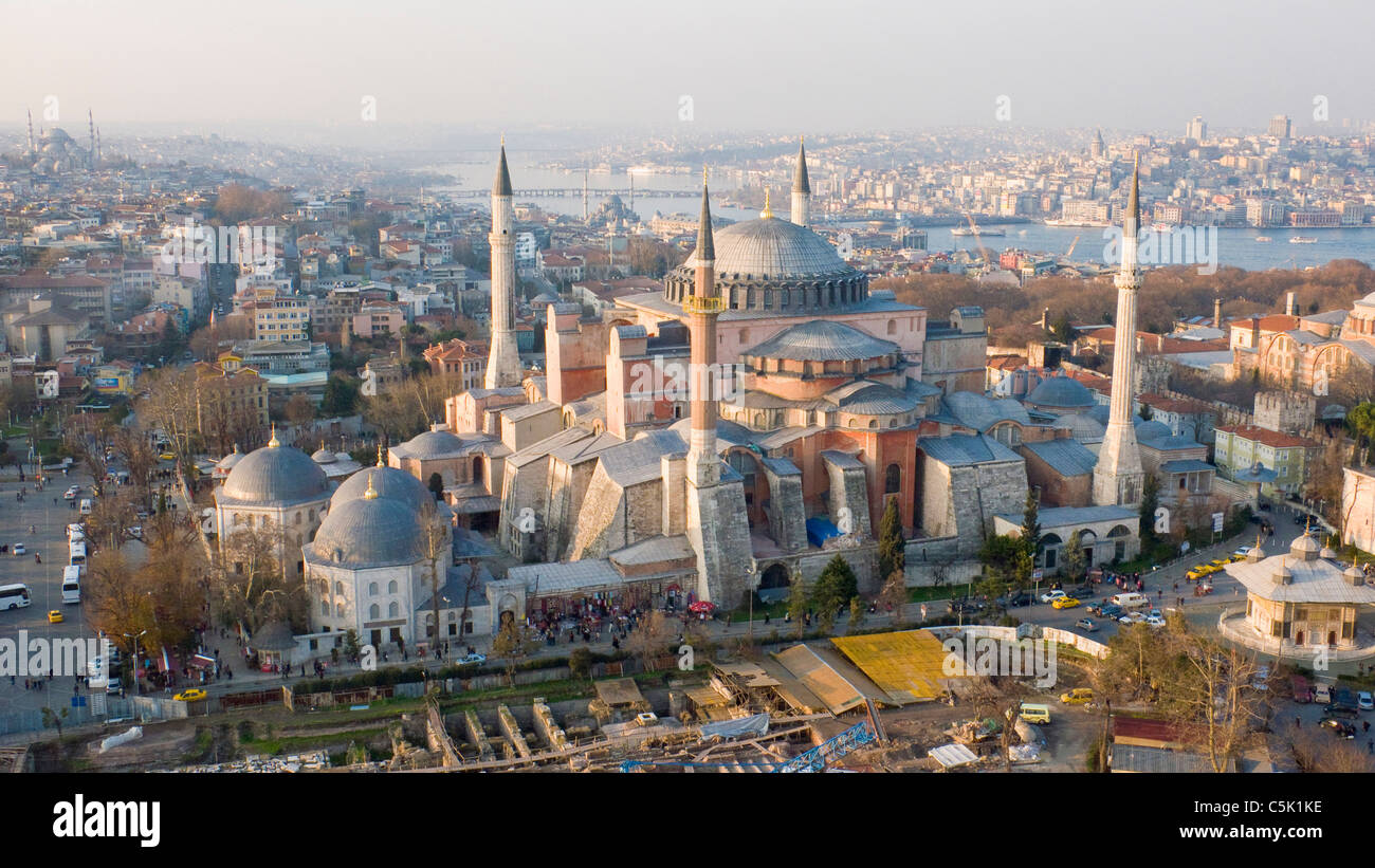 Hagia Sophia church (mosque, museum), aerial, Istanbul - 2010 European ...