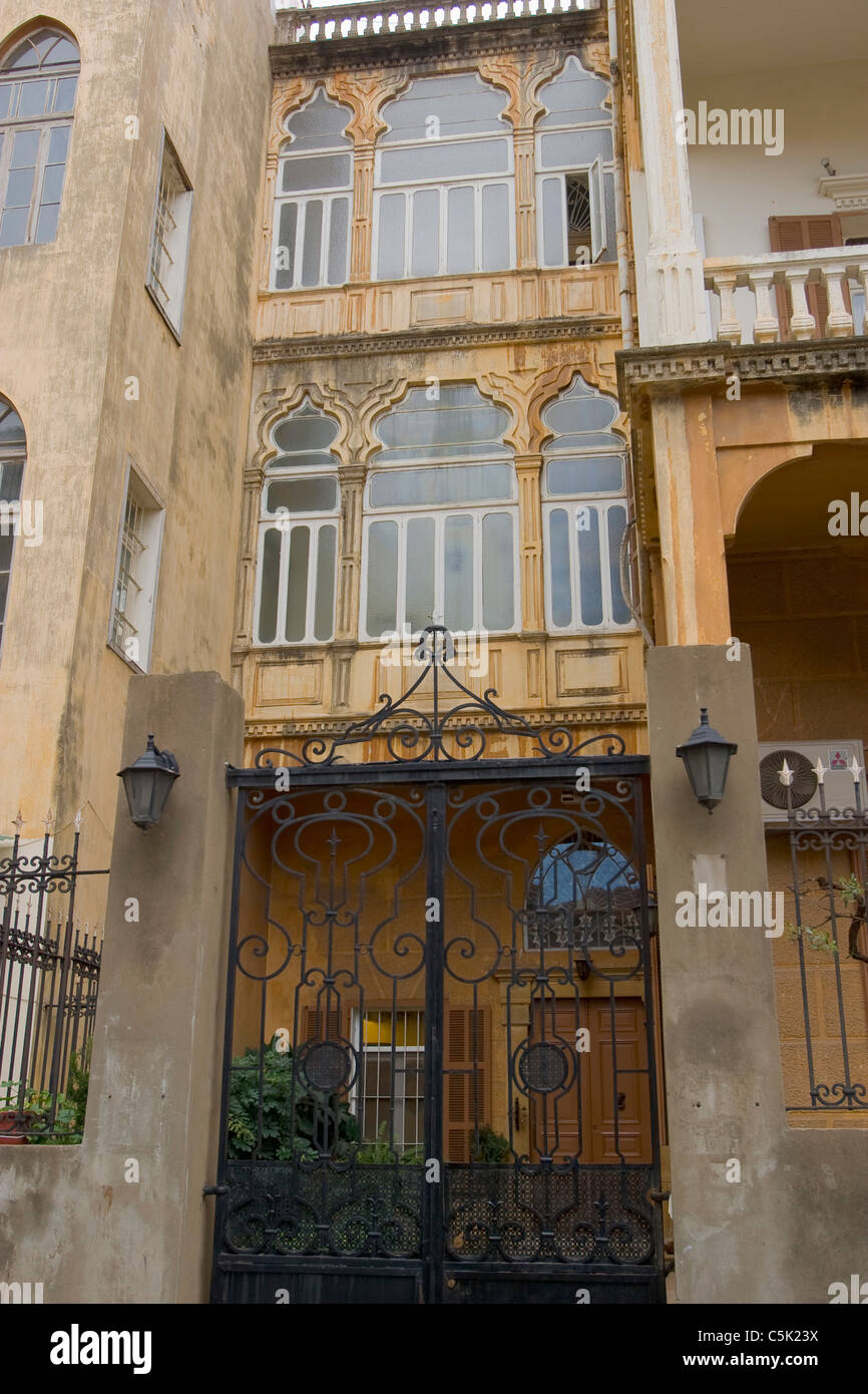 Entrance to a classic old stone building, Beirut, Lebanon Stock Photo ...