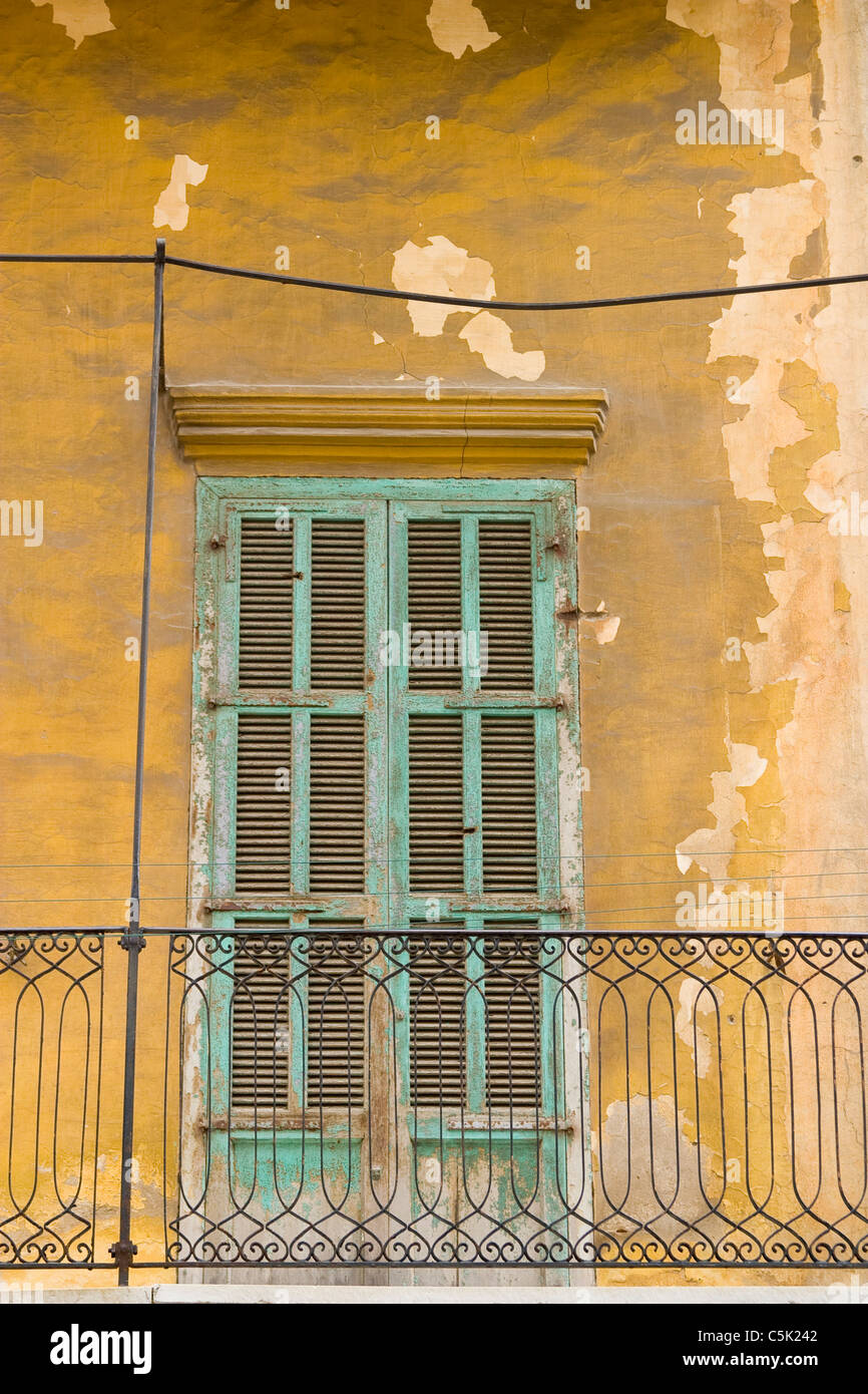 Wooden green window shutters of an old building, Beirut, Lebanon Stock ...