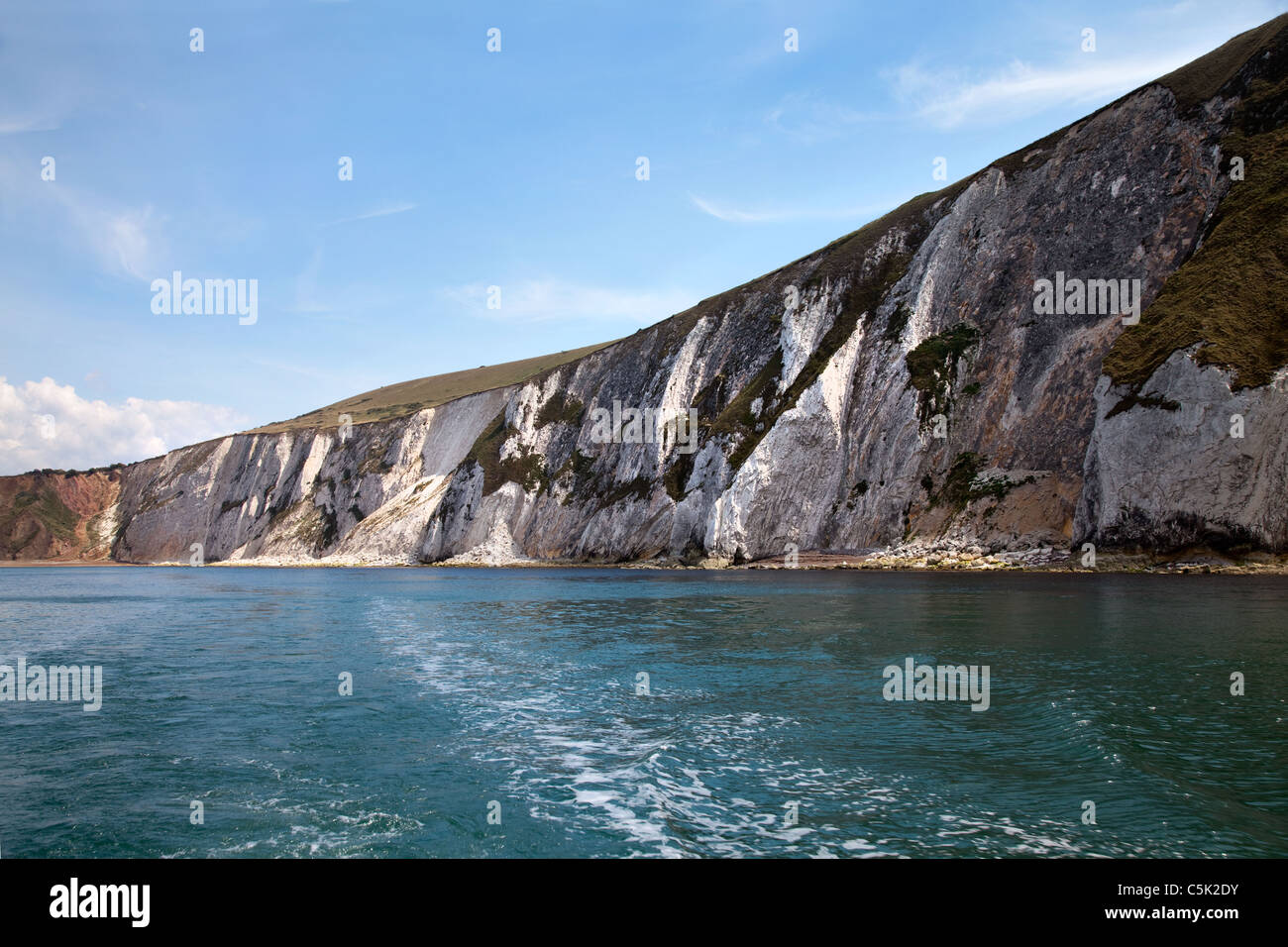 Alum Bay, Isle of Wight, Hampshire, view from The Solent Stock Photo ...