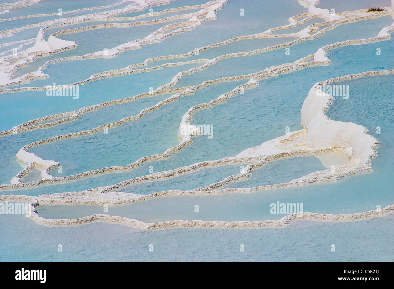 Travertine rocks and ponds, Pamukkale (ancient Hierapolis), Turkey ...