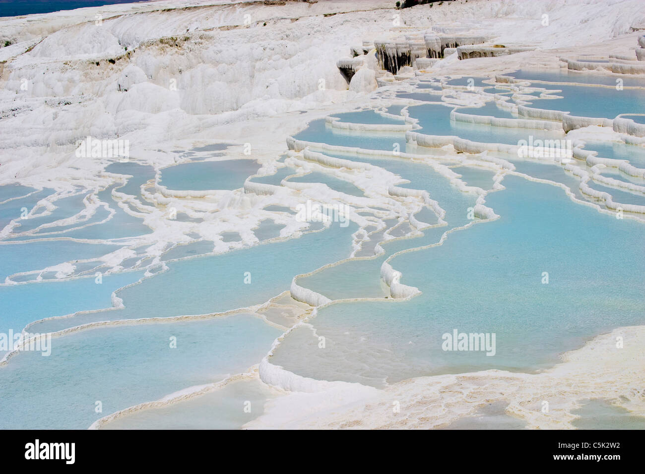 Travertine rocks and ponds, Pamukkale (ancient Hierapolis), Turkey ...