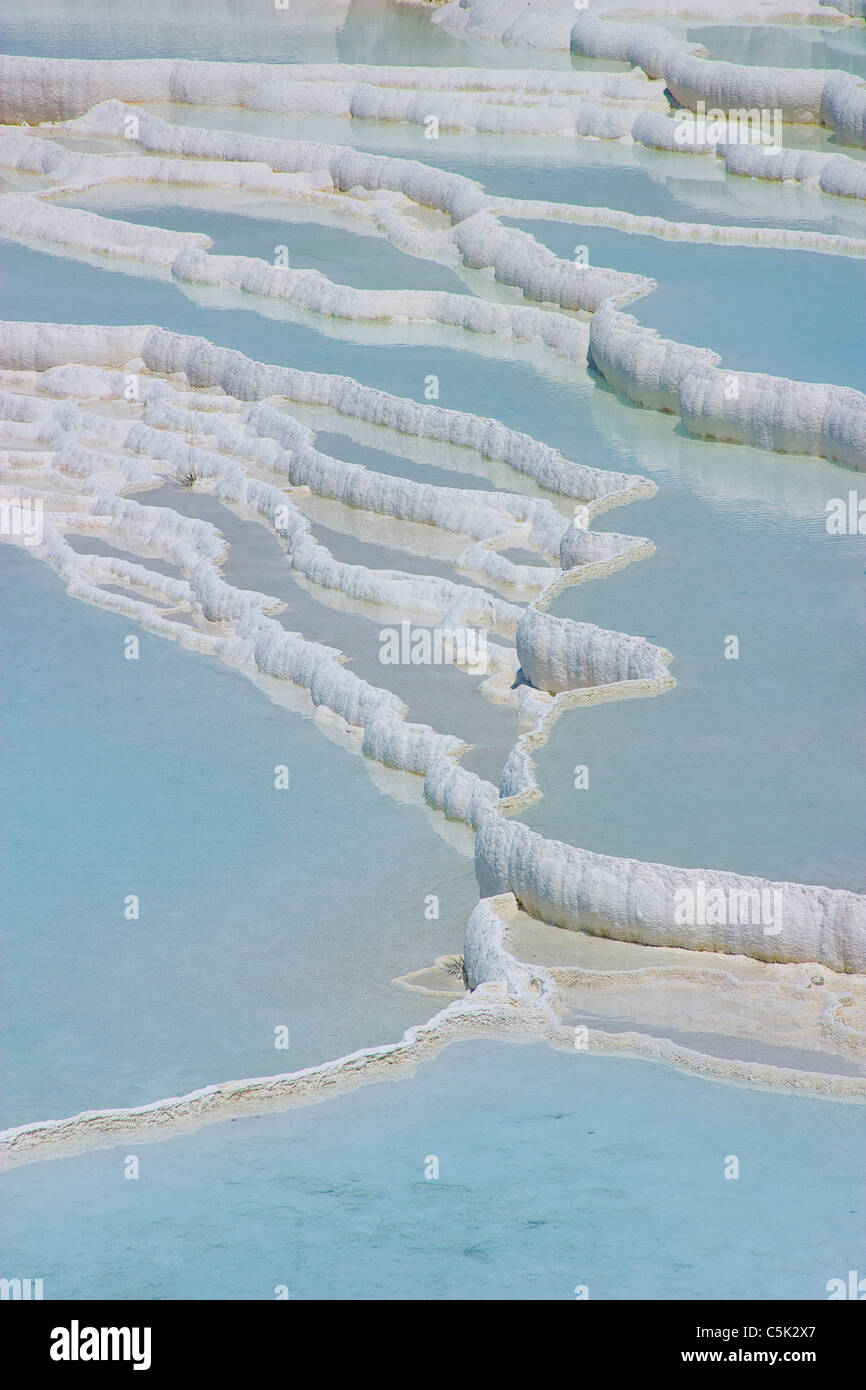 Travertine rocks and ponds, Pamukkale (ancient Hierapolis), Turkey ...