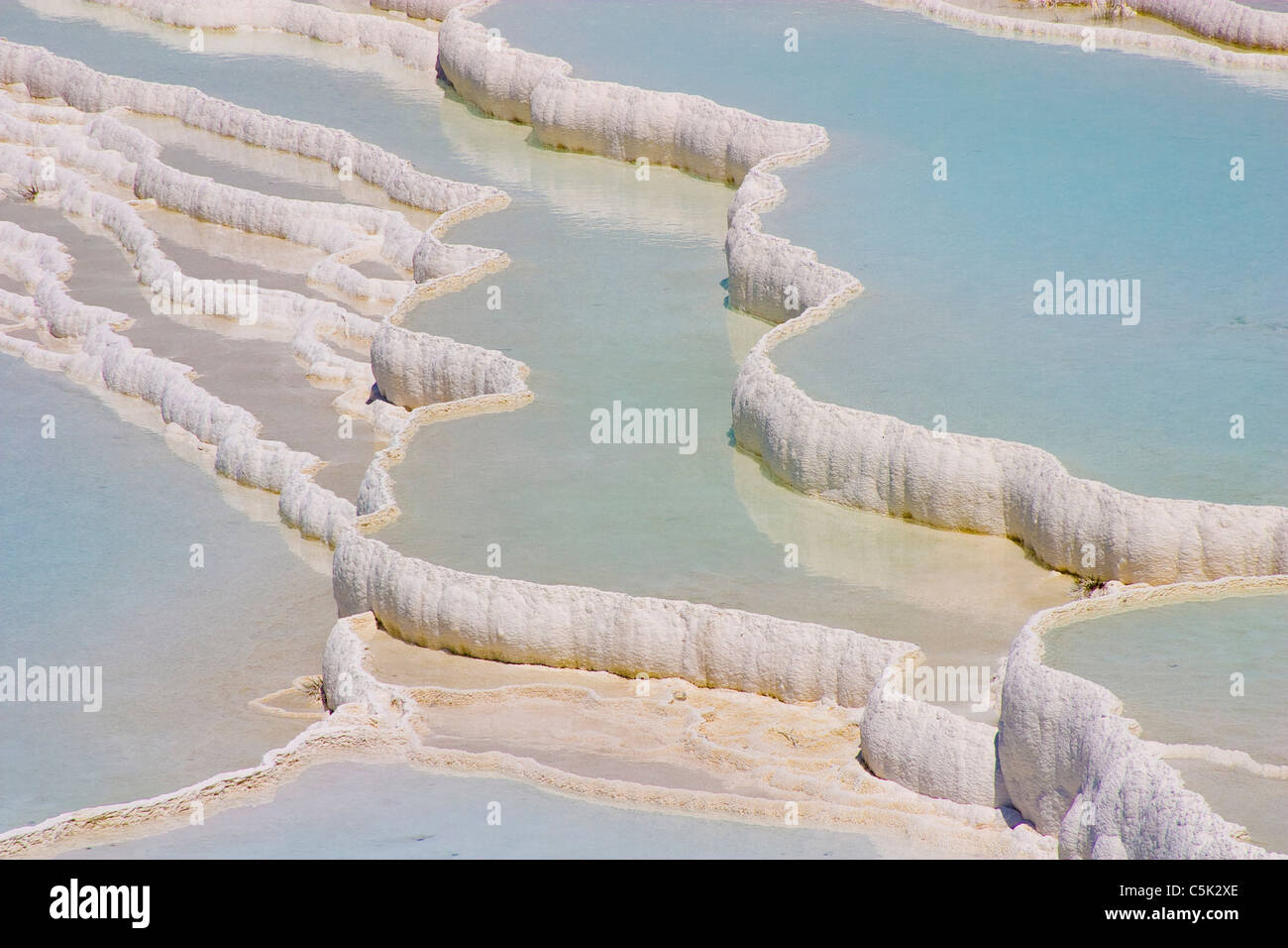 Travertine rocks and ponds, Pamukkale (ancient Hierapolis), Turkey ...
