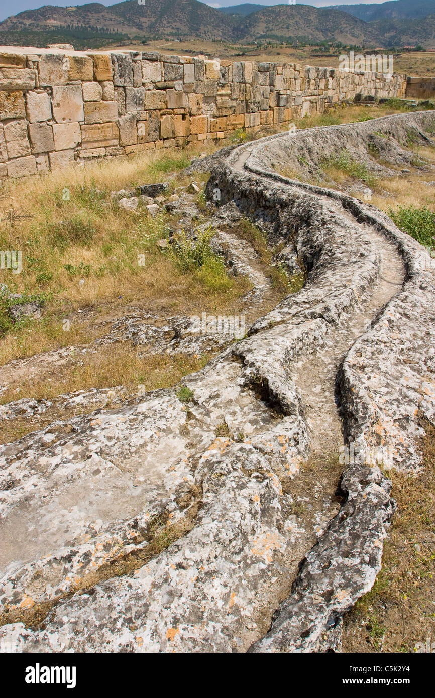 Water canal in ancient ruins of Hierapolis, Pamukkale, Turkey Stock ...