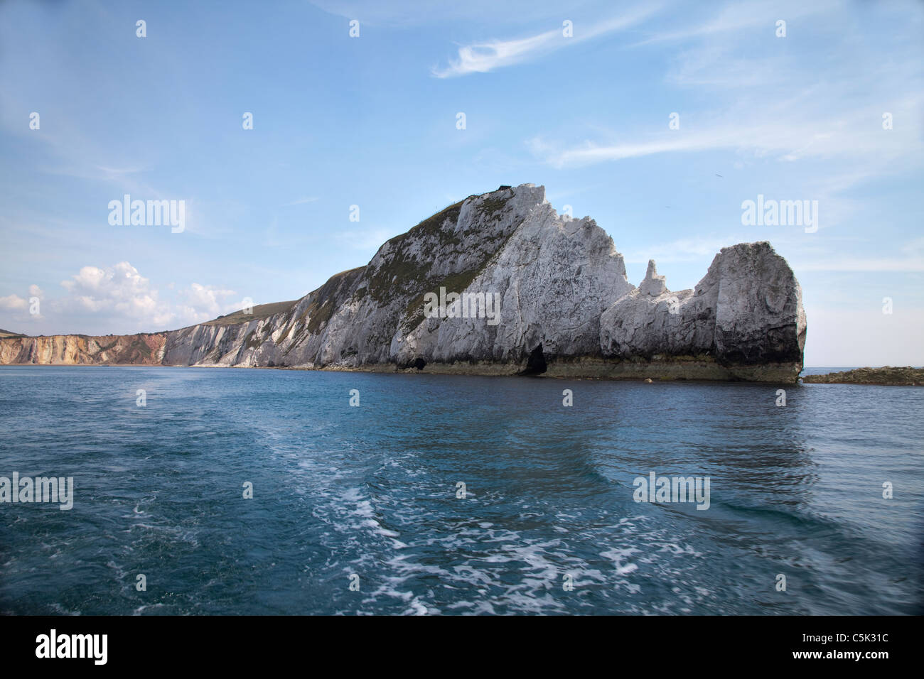 The Needles, Isle of Wight, viewpoint from The Solent Stock Photo - Alamy