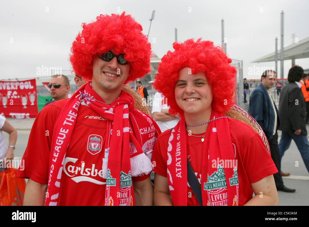 Liverpool fans in Istanbul for the 2005 UEFA Champions League Final ...