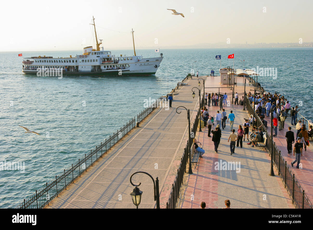 Ferryboat docking pier in Buyukada (biggest of the Princes' Islands ...