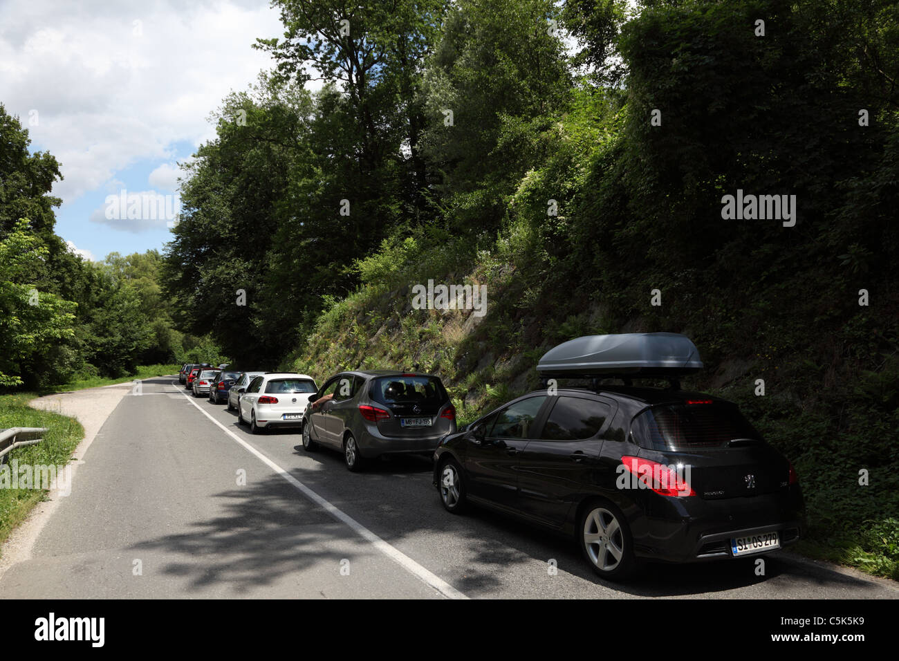 Traffic jam on the rural road in Croatia Stock Photo - Alamy