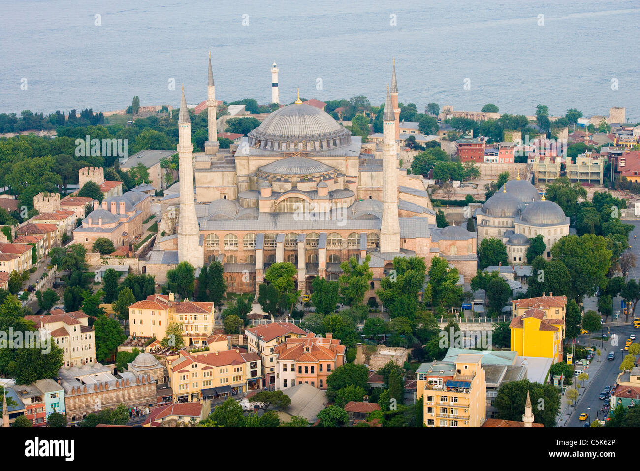 Hagia Sophia church (mosque, museum), aerial, Istanbul - 2010 European ...