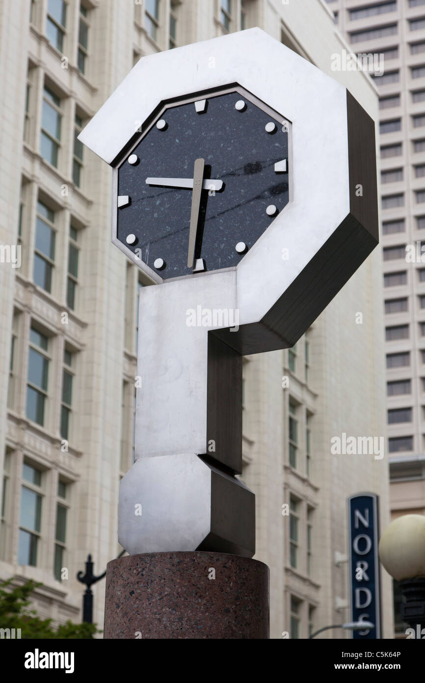 Question Mark clock in Seattle Washington USA Stock Photo - Alamy