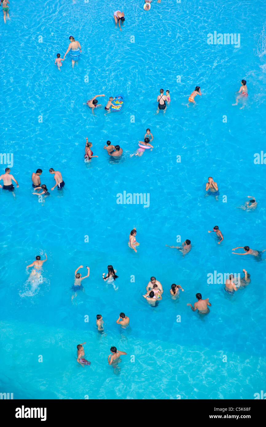 People swimming in a pool, aerial, Buyukcekmece, Southwest of Istanbul ...