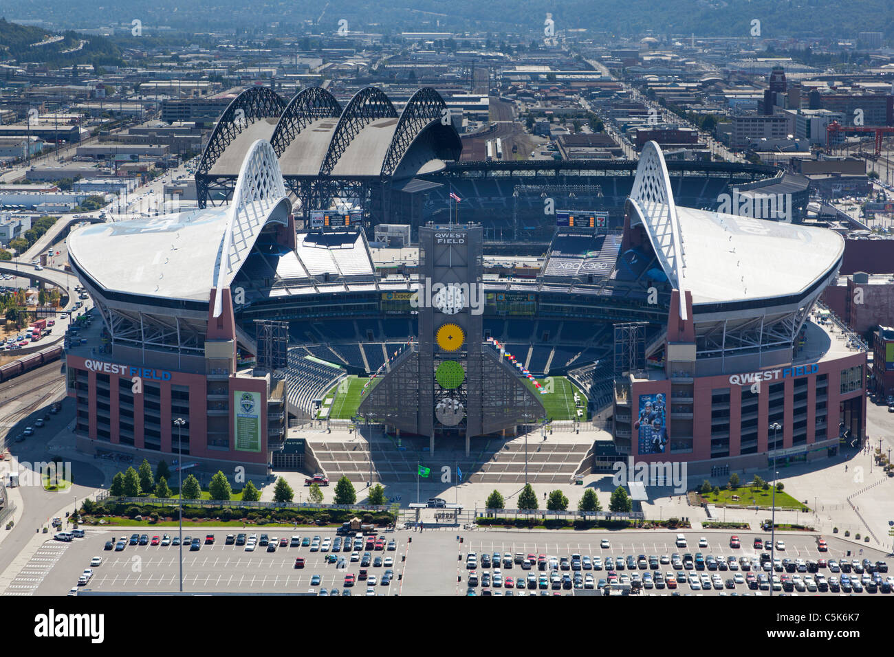 View of Quest Field stadium from Smith Tower Washington USA Stock Photo ...