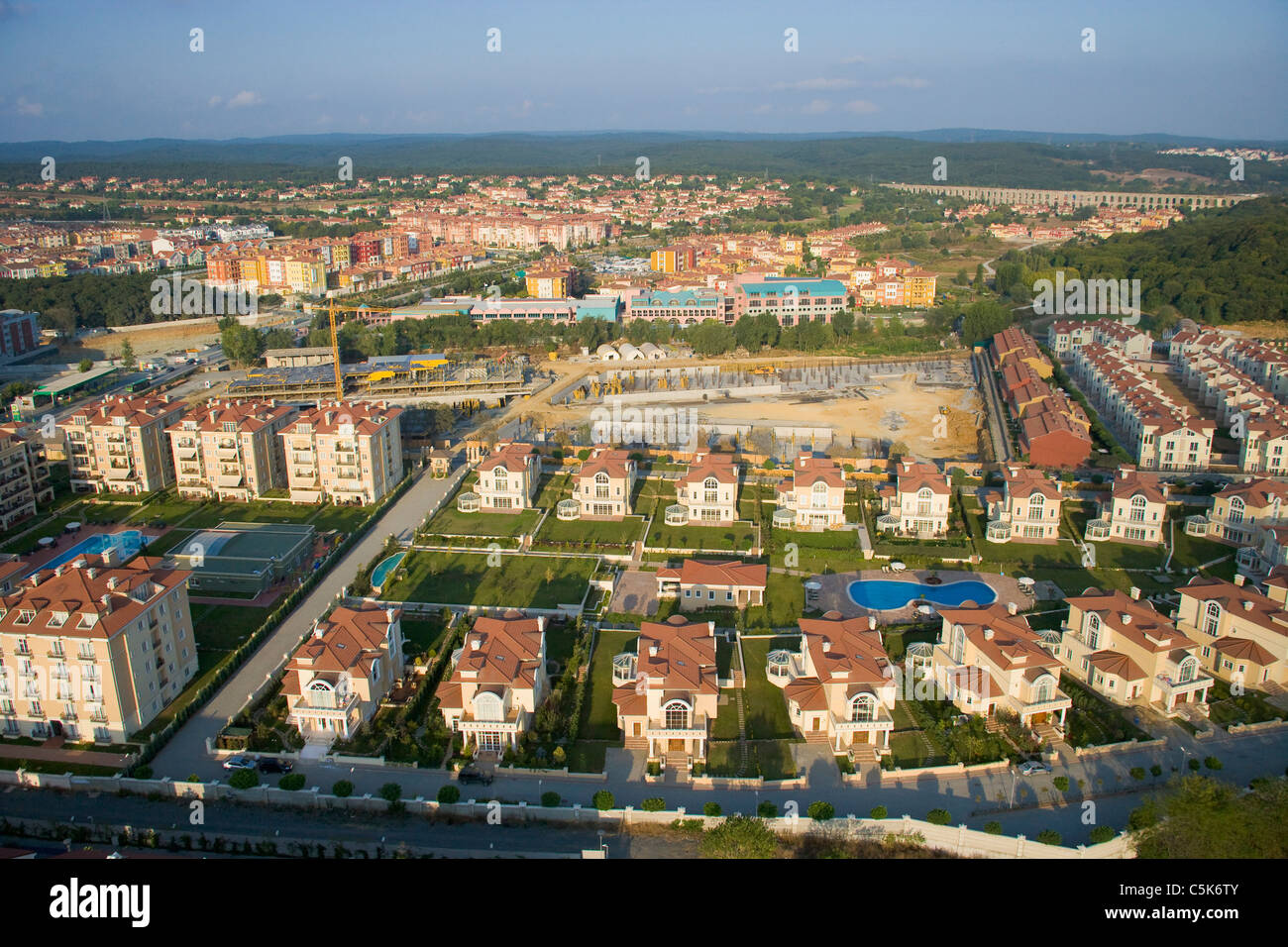 Housing in Gokturk, Kemerburgaz, aerial, Istanbul, Turkey Stock Photo ...