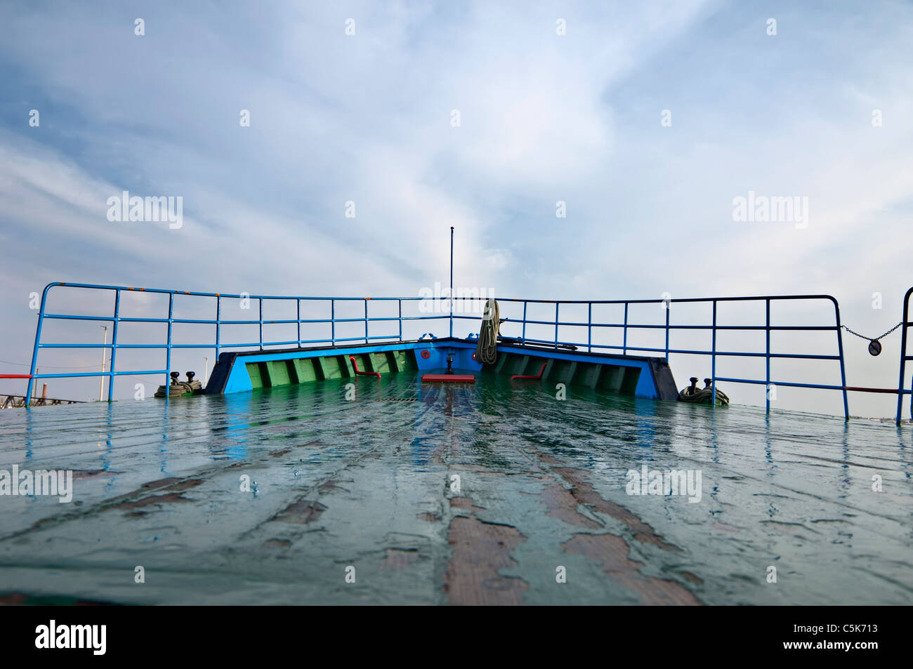 Wooden floor of a ferry boat deck Stock Photo - Alamy