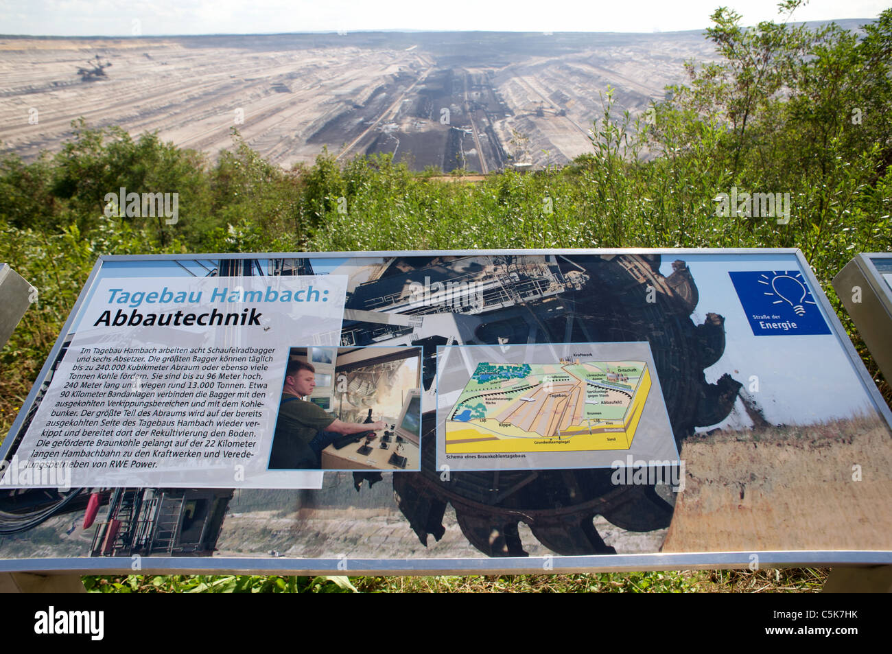 Information sign, open-cast coal mine, Germany Stock Photo - Alamy