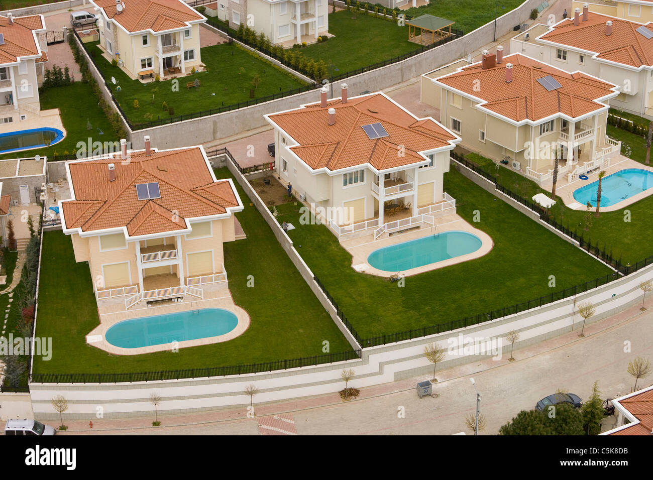 Aerial view of a housing development, Buyukcekmece, Istanbul, Turkey ...