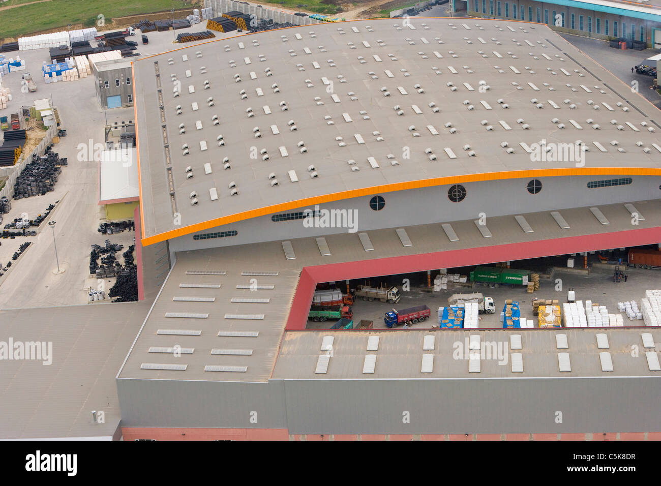 Aerial view of a warehouse, Buyukcekmece, Istanbul, Turkey Stock Photo ...