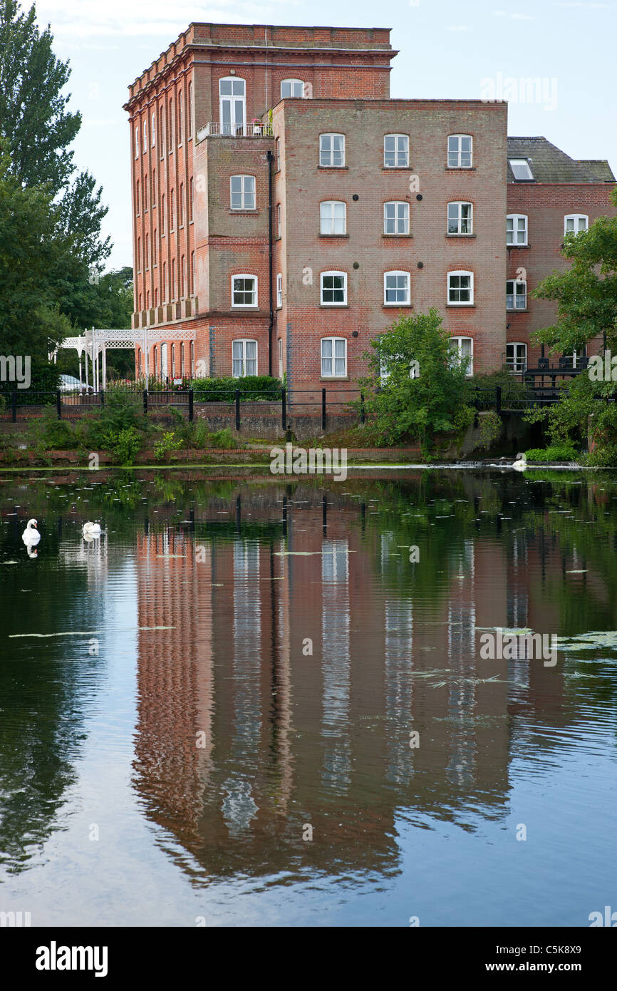 Restored Victorian Flour Mill on the River Stour,Suffolk,UK Stock Photo ...