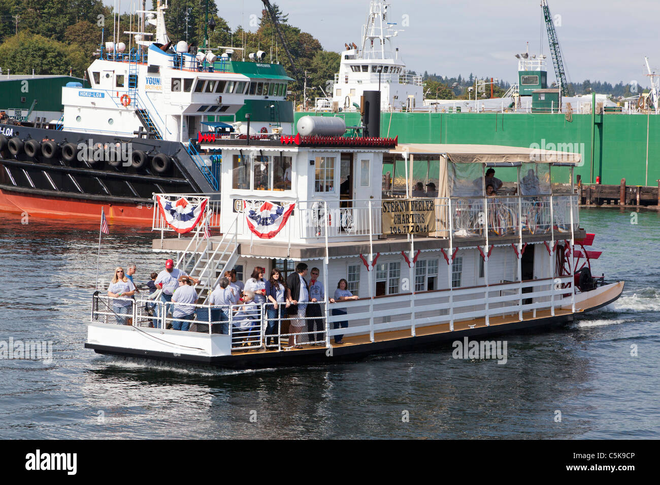 Stern Wheeler charter tour boat in Seattle USA Stock Photo - Alamy