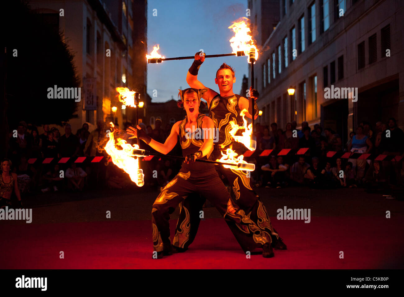 Flame Oz fire dancers entertaining at Victoria International Street ...