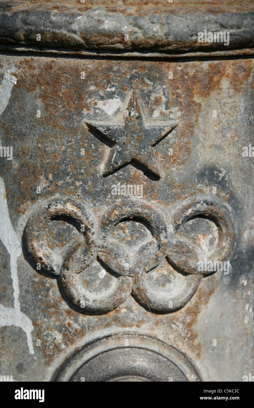 olympic movement symbol on drinking water fountain in rome italy Stock ...
