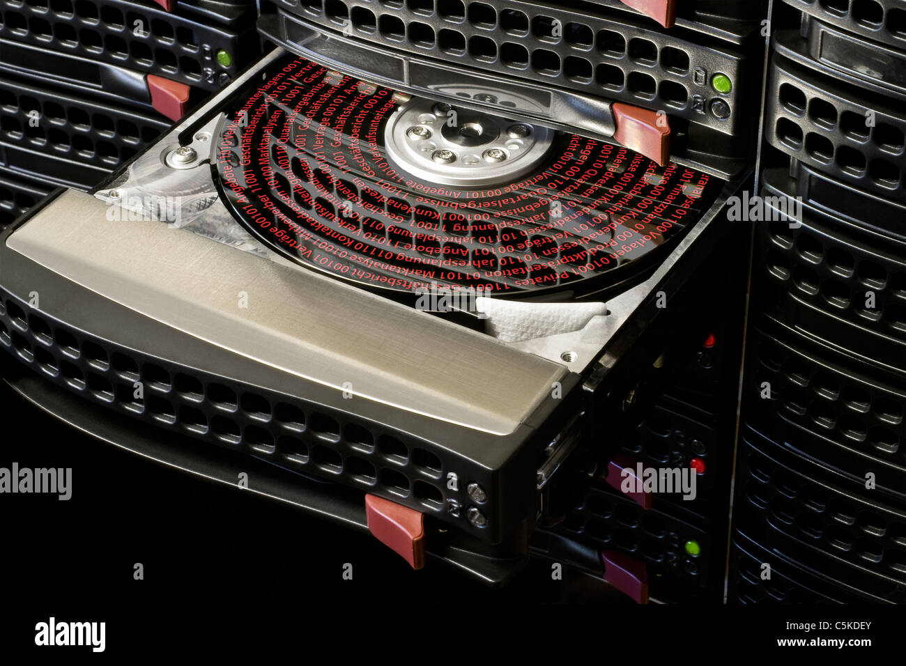 open hard disk with symbolized data in hot swap frame Stock Photo - Alamy