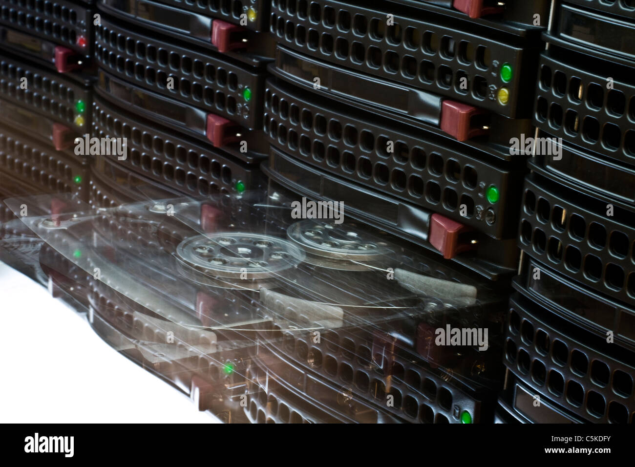 Open Hard Disk Drive in black hot swap frame. Nice reflection on ...
