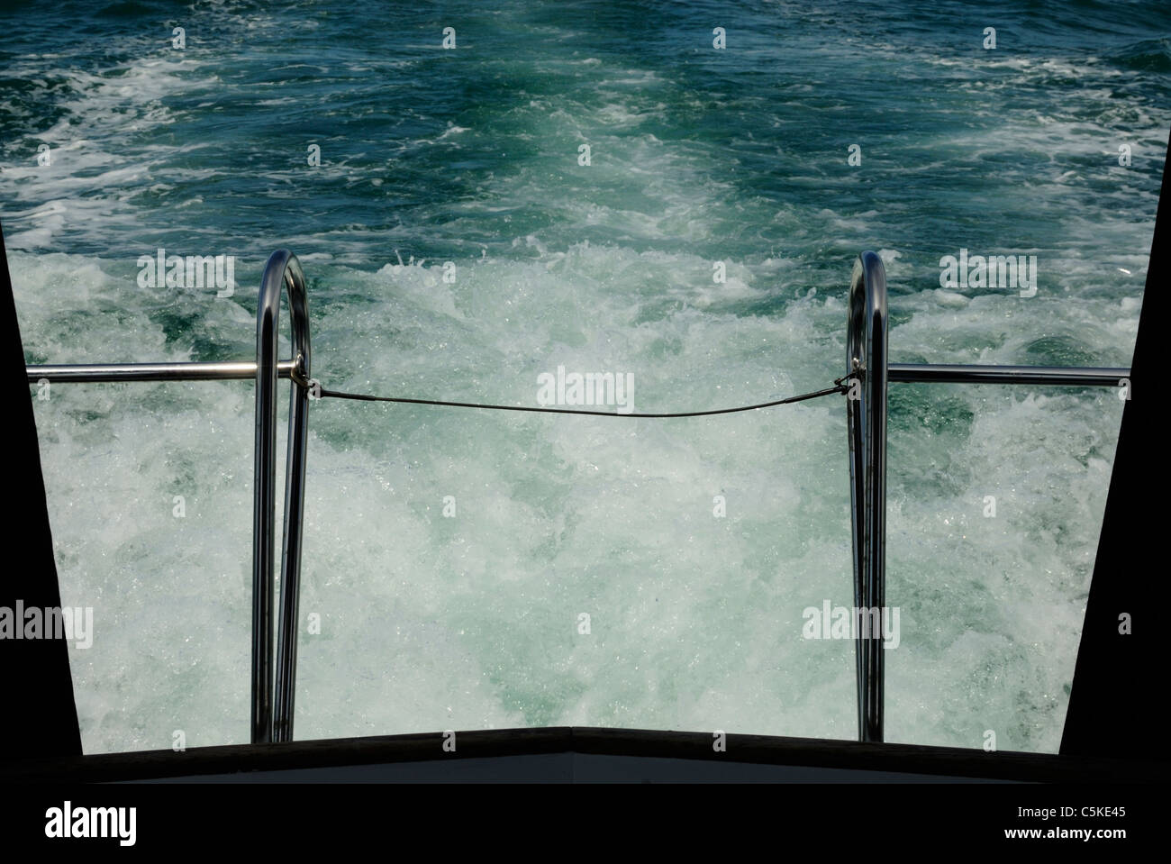 The wash viewed from the back of a power-boat Stock Photo - Alamy