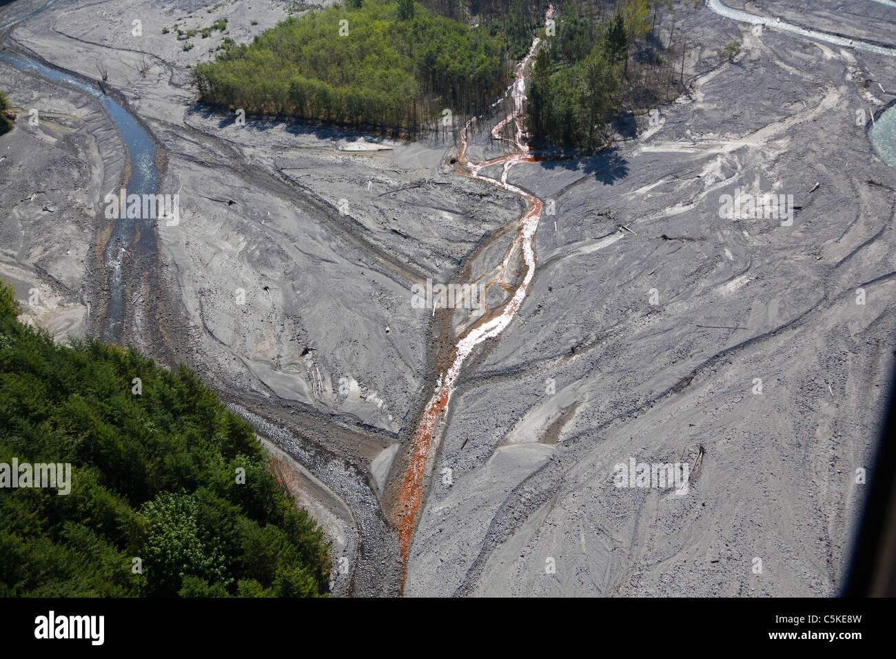 Aerial image of Toutle River near Mount St Helens Washington USA Stock ...