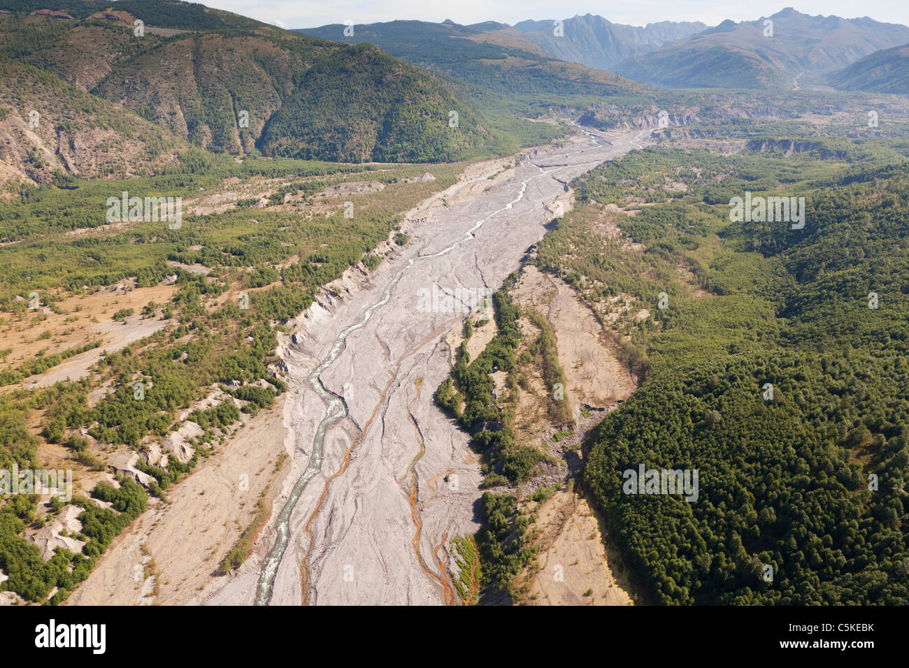 Aerial image of Toutle River near Mount St Helens Washington USA Stock ...