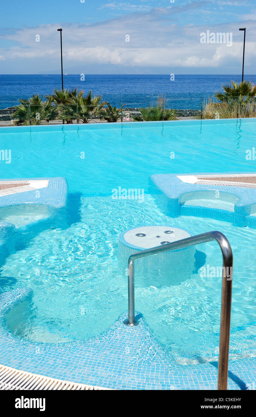 Swimming pool with jacuzzi at luxury hotel, Tenerife island, Spain ...