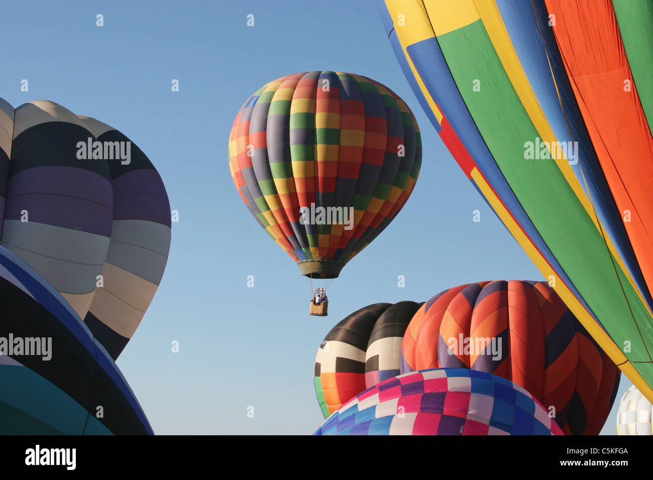 Group of Hot Air Balloons in Flight Stock Photo - Alamy