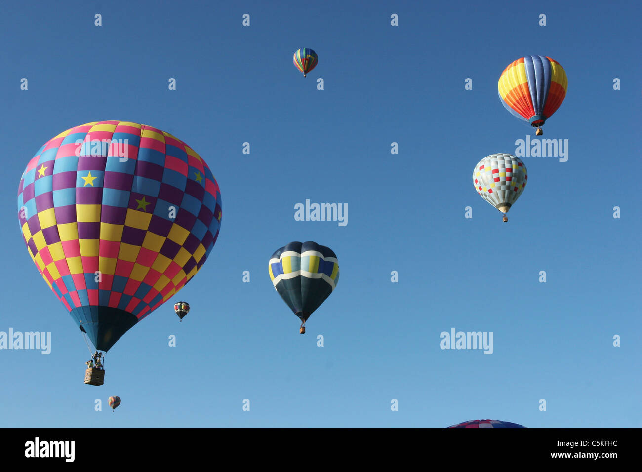 Group of Hot Air Balloons in Flight Stock Photo - Alamy
