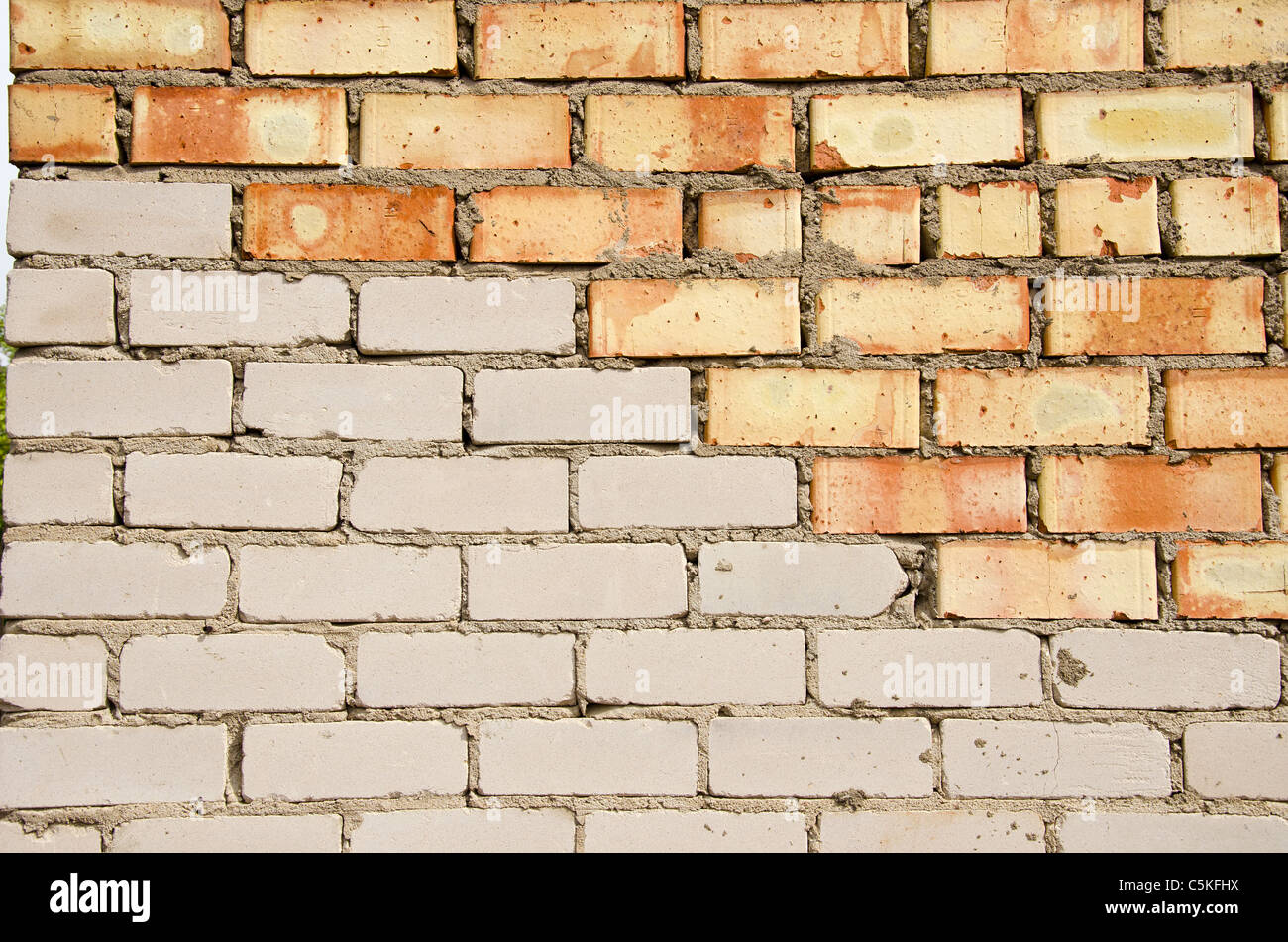 Wall made of red and white brick. Architectural decision Stock Photo ...