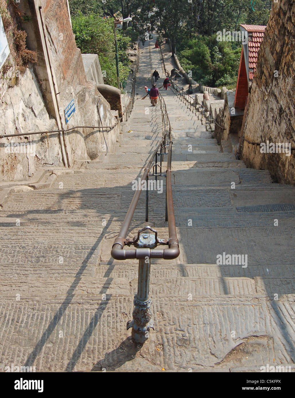 Steps upto temple in Kathmandu Stock Photo - Alamy