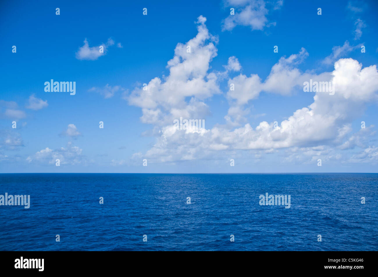 Open sea view from cruise ship. Caribbean Sea near St. Martin Island ...